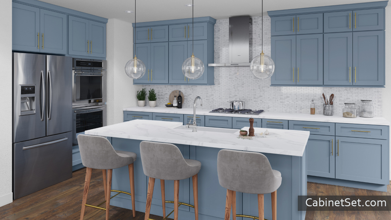 Newport Blue Shaker - High Quality RTA Kitchen Cabinets - Cabinet Set